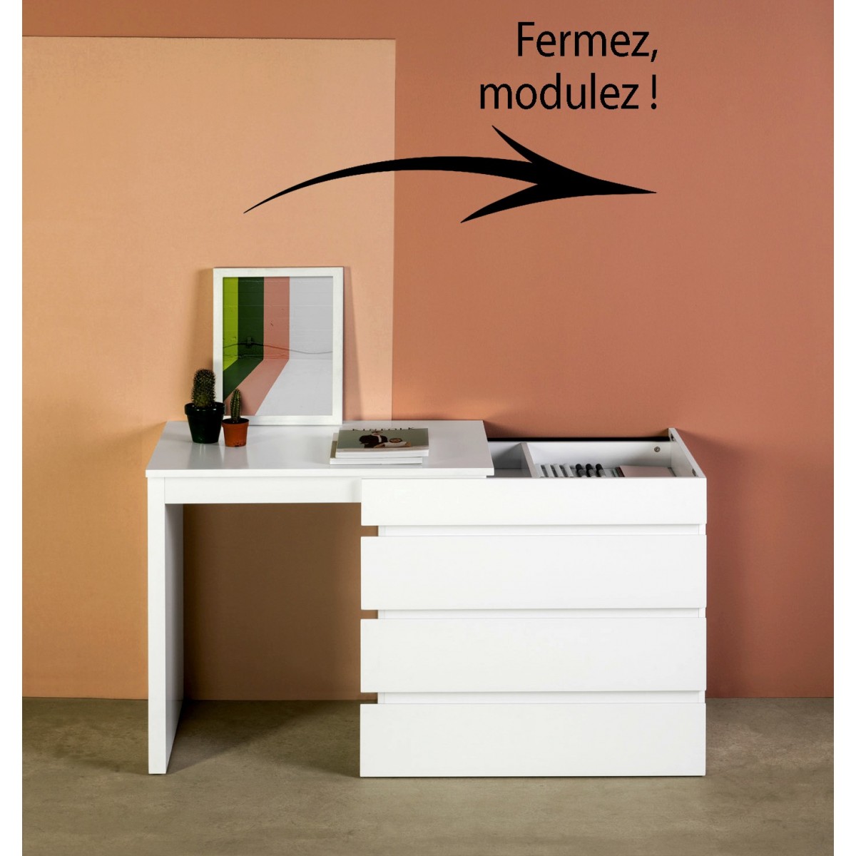 Commode - Bureau ELIX White Pearl - Lemobilier.ma